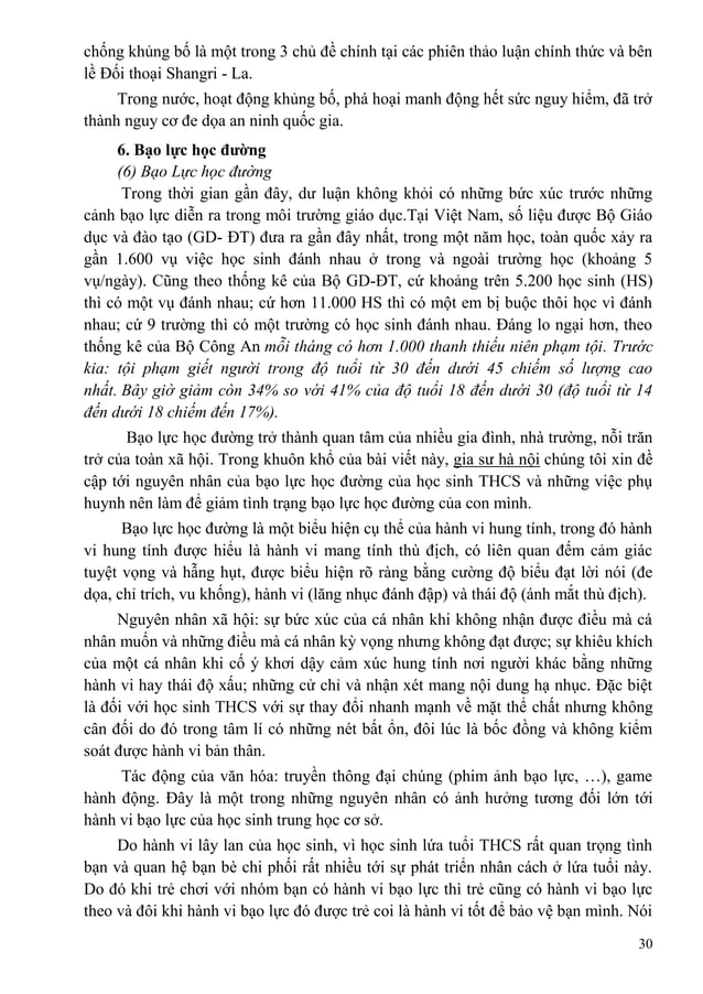 TÀI LIỆU TẬP HUẤN PHƯƠNG PHÁP GIẢNG LỒNG GHÉP GIÁO DỤC QUỐC PHÒNG VÀ AN NINH TRONG TRƯỜNG TIỂU ...