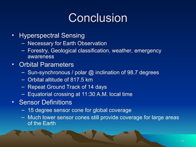 Hyperspectral satellite remote sensing | PPT