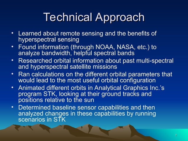 Hyperspectral Satellite Remote Sensing Ppt