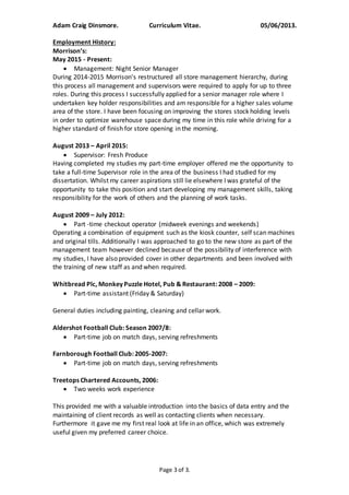 Adam Dinsmore CV, March 16 | PDF