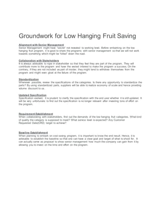 Low hanging fruit cost saving | DOCX