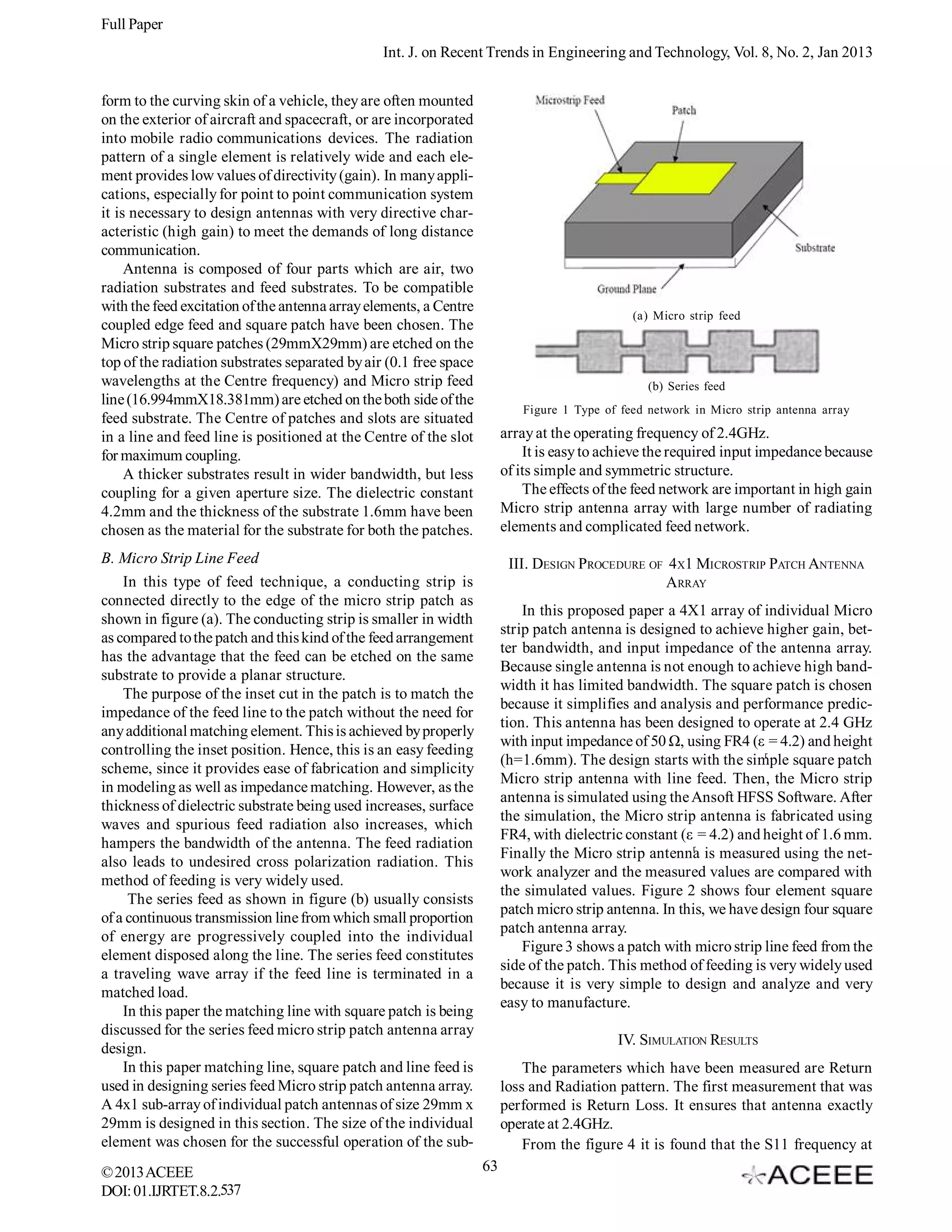Design of Series Feed Microstrip Patch Antenna Array using HFSS Simulator | PDF | Physics | Science