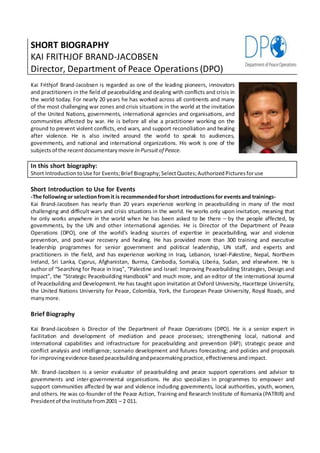 SHORT BIOGRAPHY - Kai Brand-Jacobsen (2015) | PDF