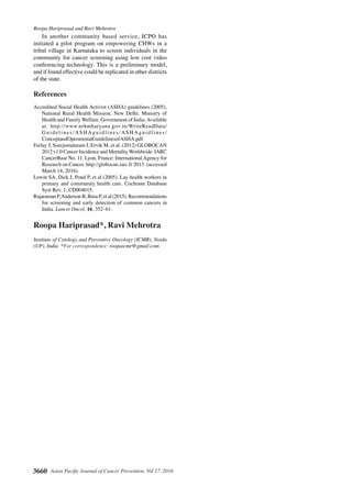 Roopa Hariprasad APJCP | PDF