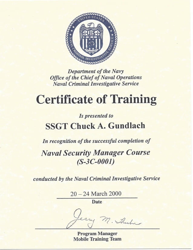 Naval Security Manager Course 03:00 | PDF