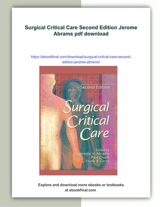 Surgical Critical Care Second Edition Jerome Abrams | PDF