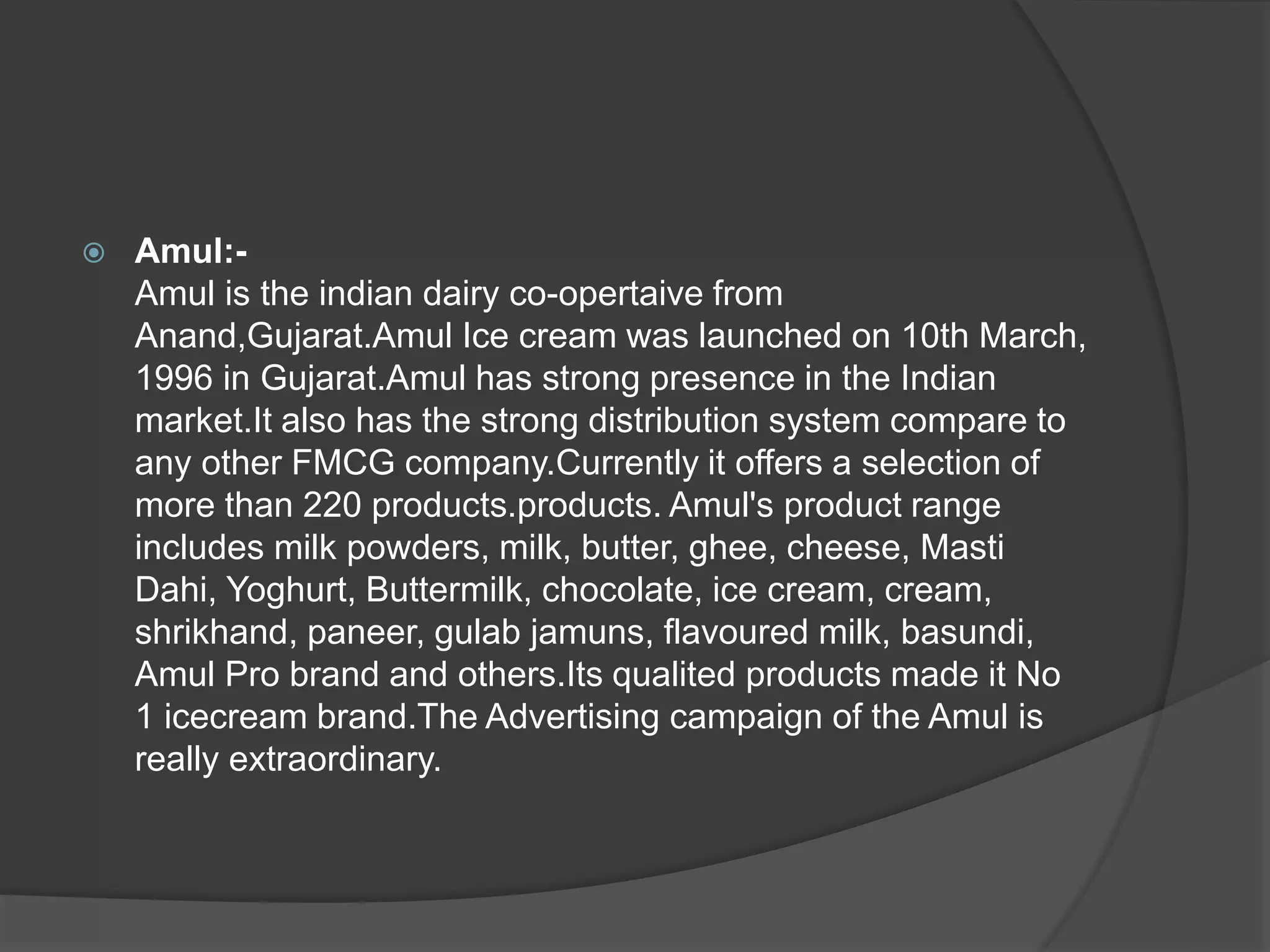 Amul ice-cream & competitors | PPTX