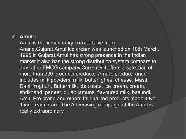 Amul ice-cream & competitors | PPTX