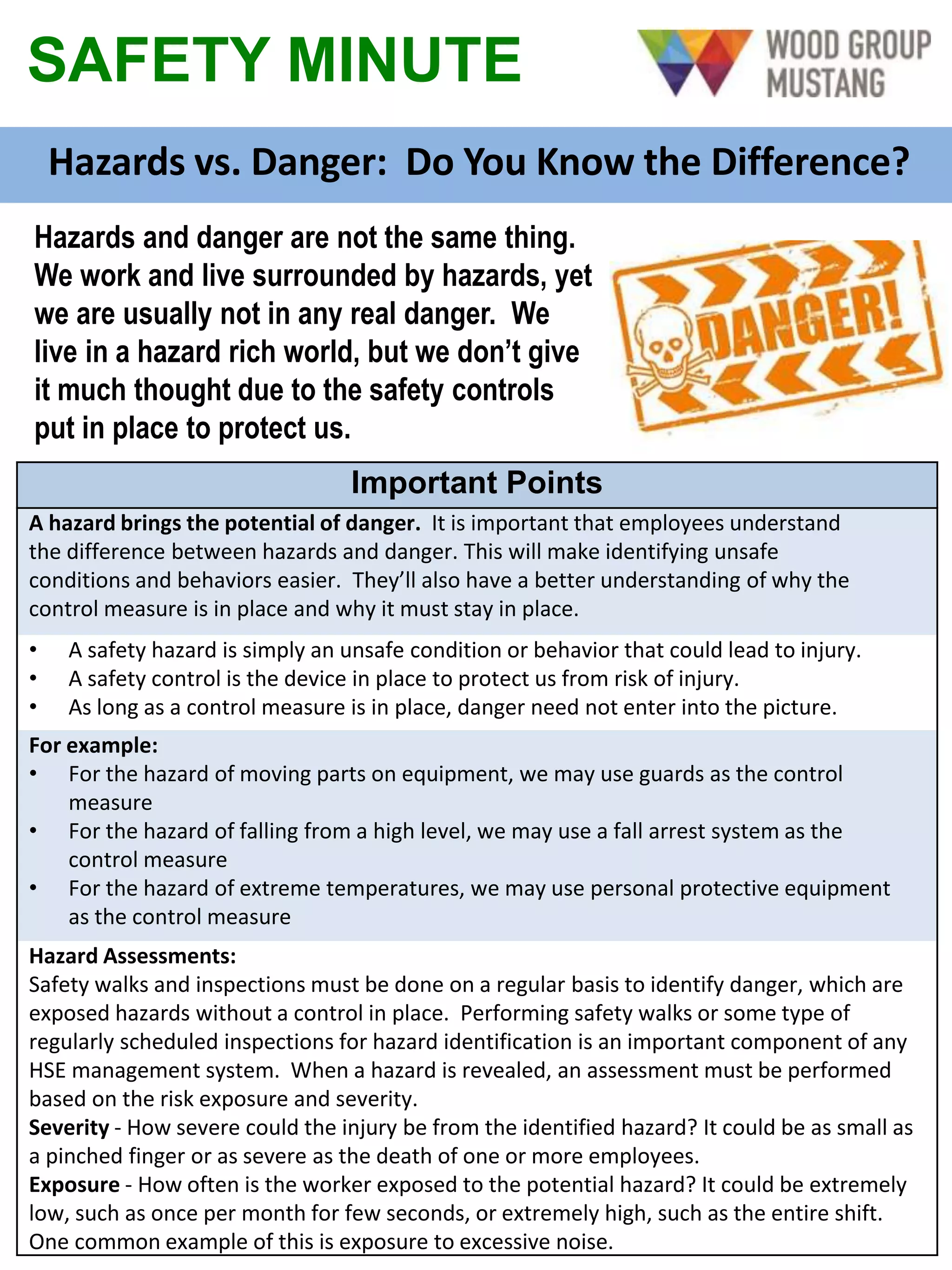 Hazards vs. Danger - Do You Know the Difference | PPTX