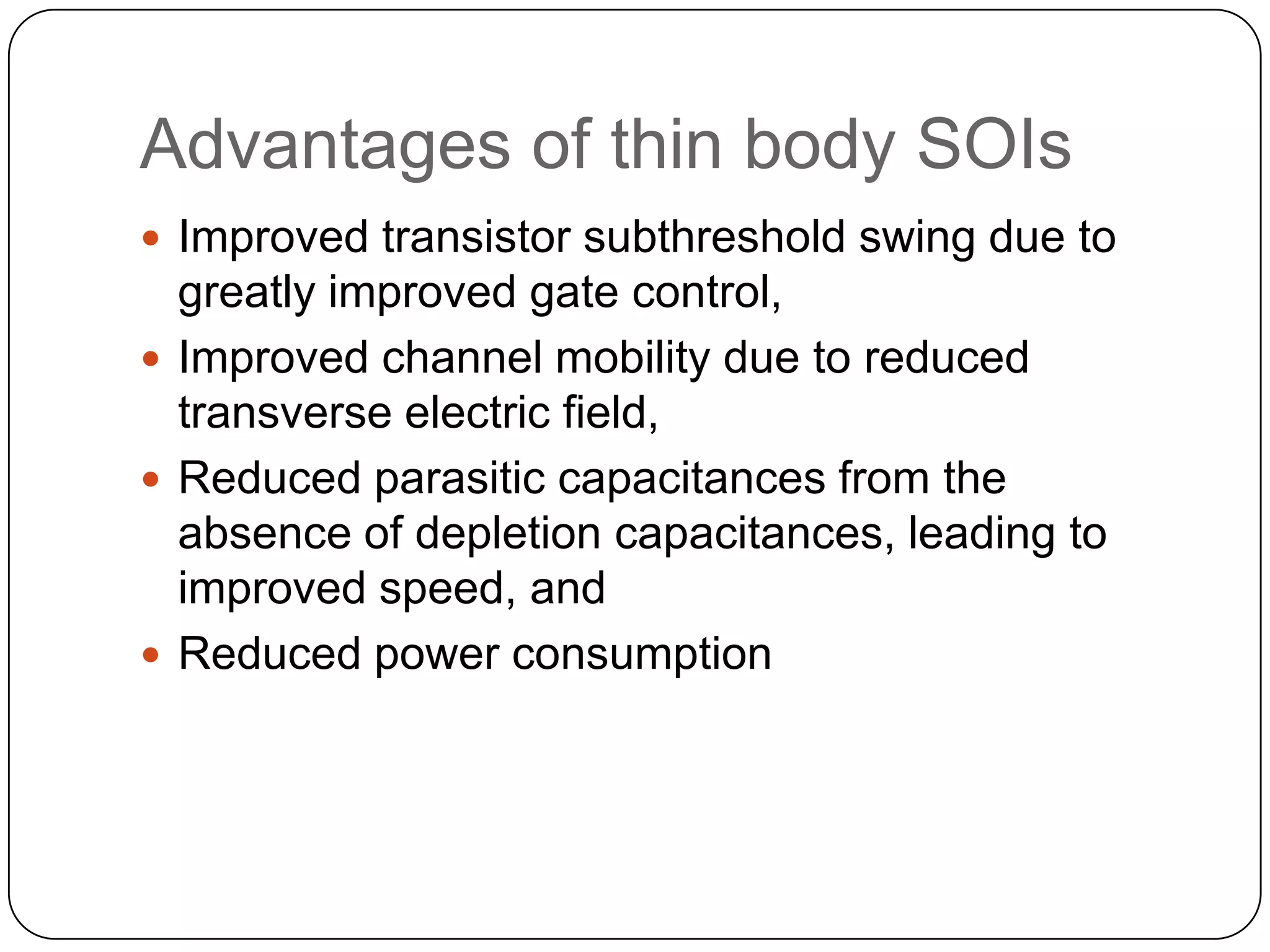 Ultra Thin Body SOI FETs | PPT