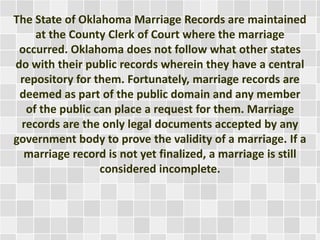 Oklahoma Marriage Records | PPTX