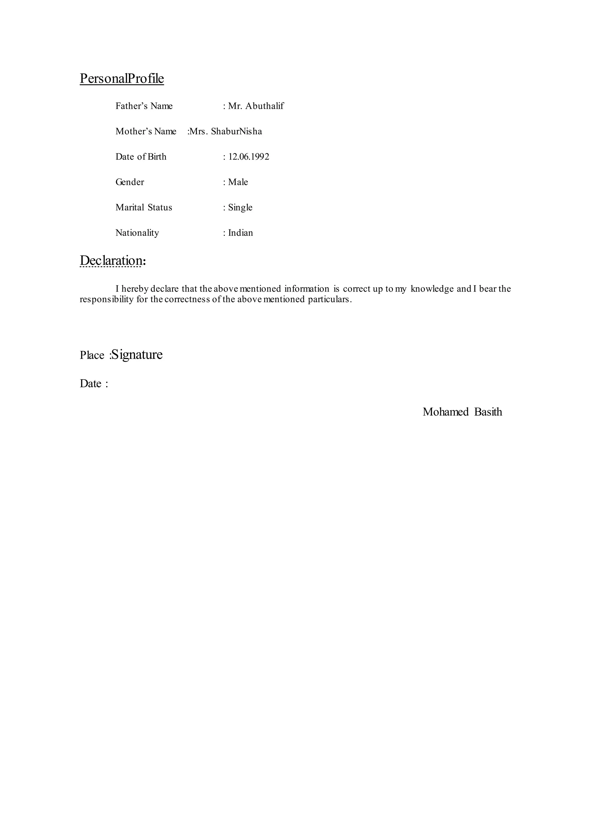 Basith CV | DOCX
