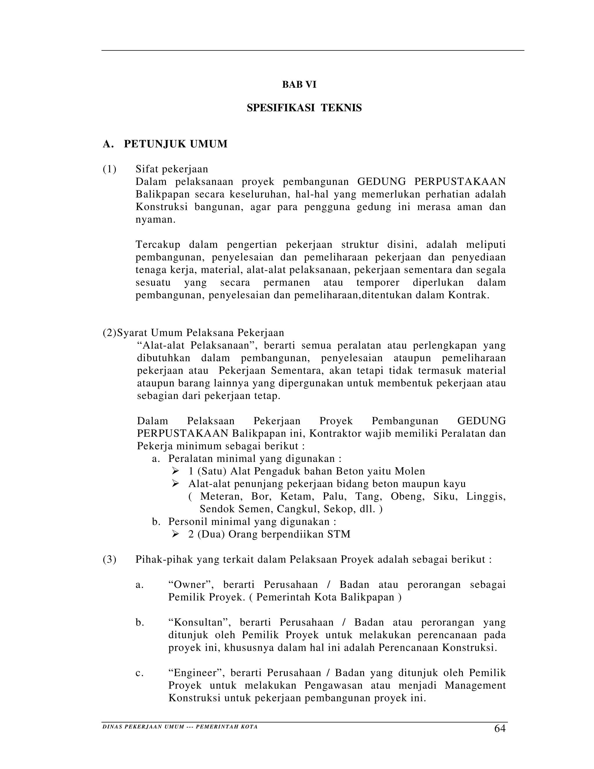 spek teknis perpustakaan daerah | PDF