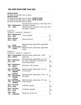 SO-260 Field CBR Test Set | DOC