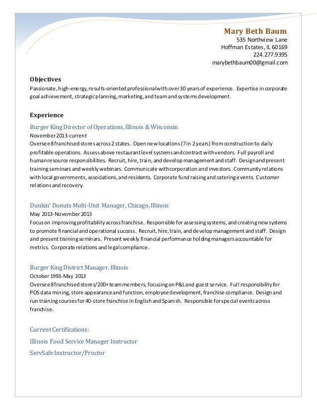 Baum, Mary Beth Resume