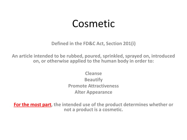 COSMETIC LABELING & CLAIMS | PPTX