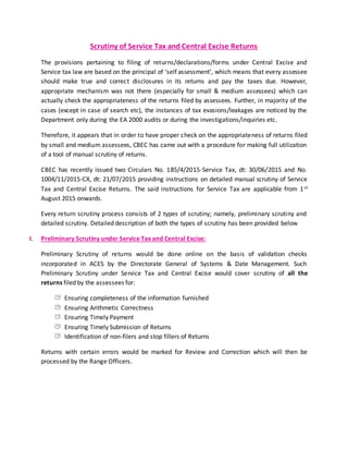 Be Prepared for scrutiny of your returns by Taxmen | DOCX