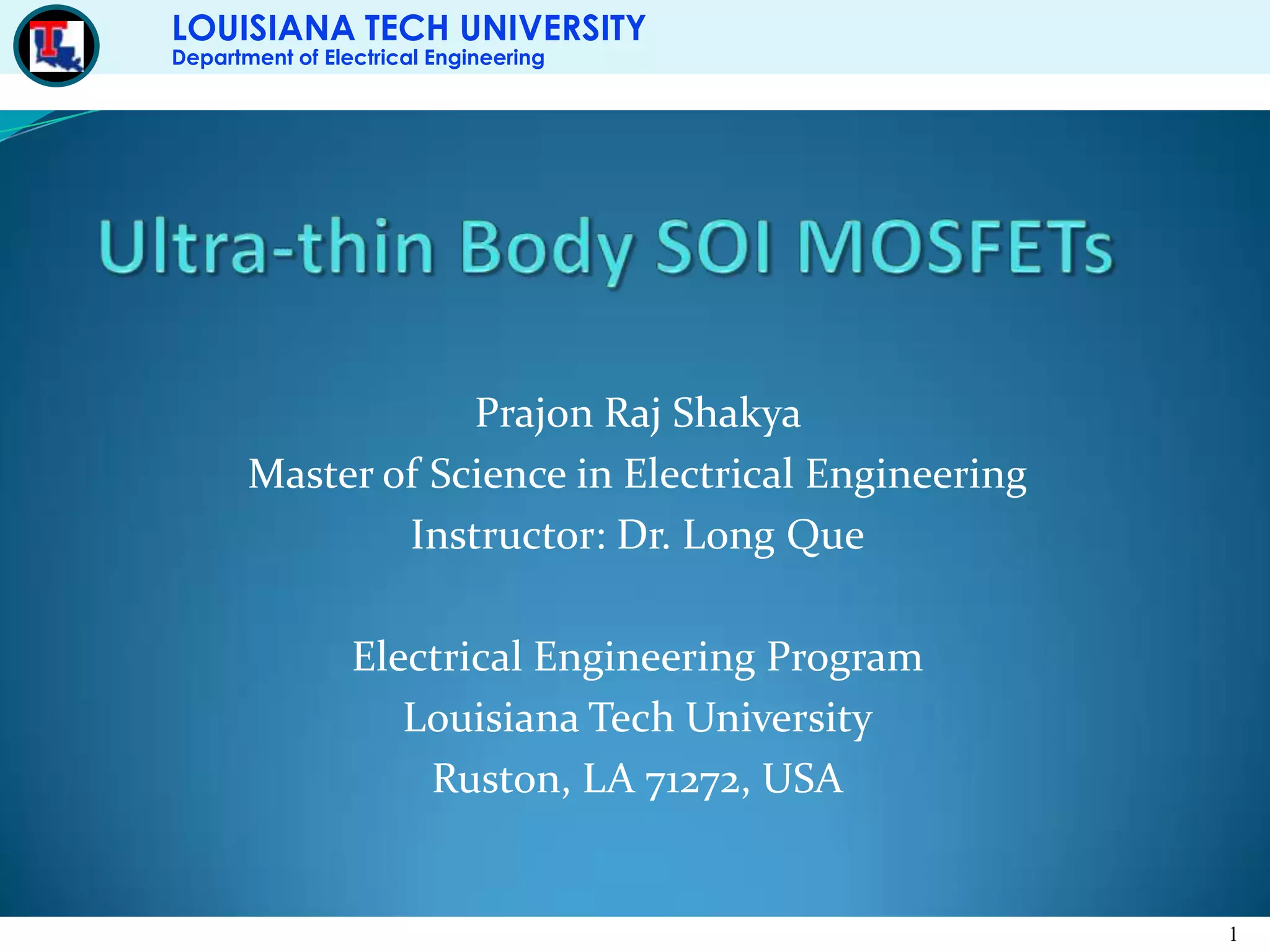 Ultra-thin body SOI MOSFETs: Term Paper_class presentation on Advanced ...