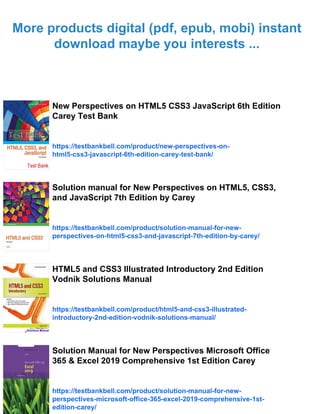 Get New Perspectives on HTML5 CSS3 JavaScript 6th Edition Carey Solutions Manual free all ...