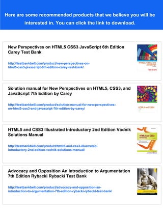 New Perspectives on HTML5 CSS3 JavaScript 6th Edition Carey Solutions Manual | PDF