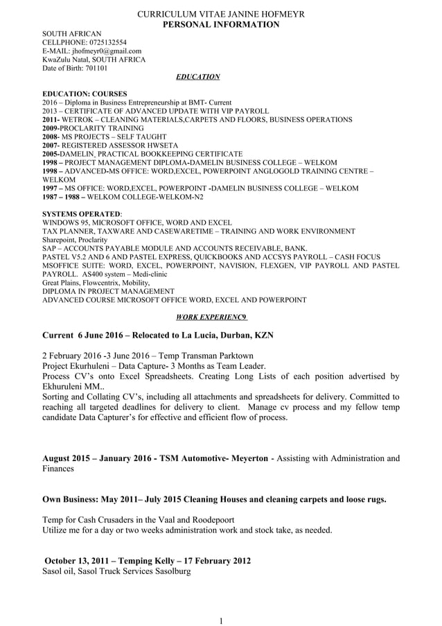 Janine_Hofmeyr_cv_2014 | DOC