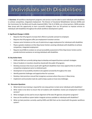 WIOA CONFERENCE AGENDA-Work Group Discussion Docs | PDF
