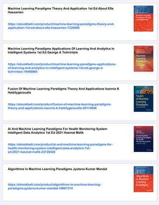 Machine Learning Paradigms Advances In Learning Analytics 1st Ed Maria Virvou | PDF