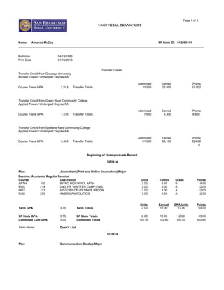 Final Unofficial Transcript | PDF