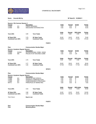 Final Unofficial Transcript | PDF