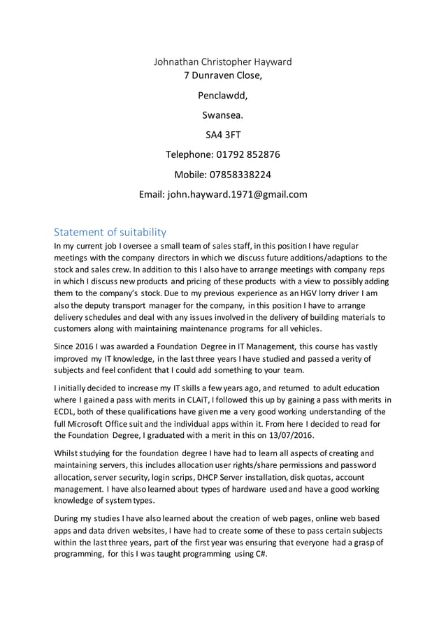 Statement of suitability | DOCX