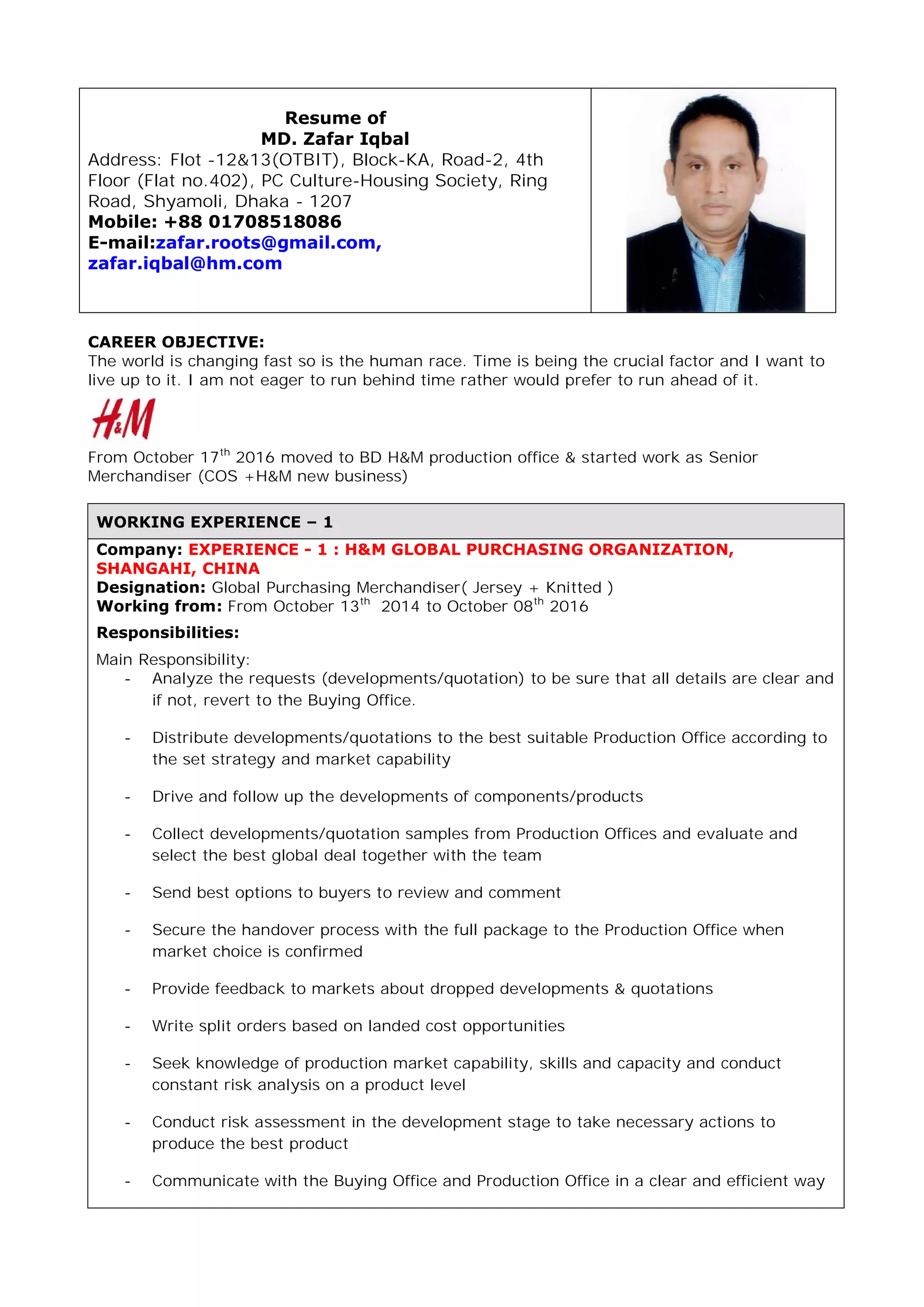Resume of MD.Zafar Iqbal | PDF