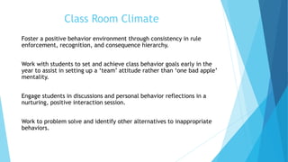 Developing your class room behavior management plan | PPTX