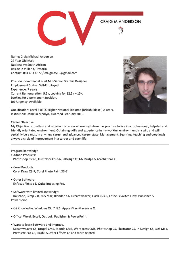 CV-Craig Anderson | PDF