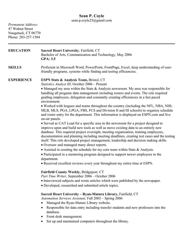 SeanCoyleResume - 2015 | DOC | Computing | Technology & Computing