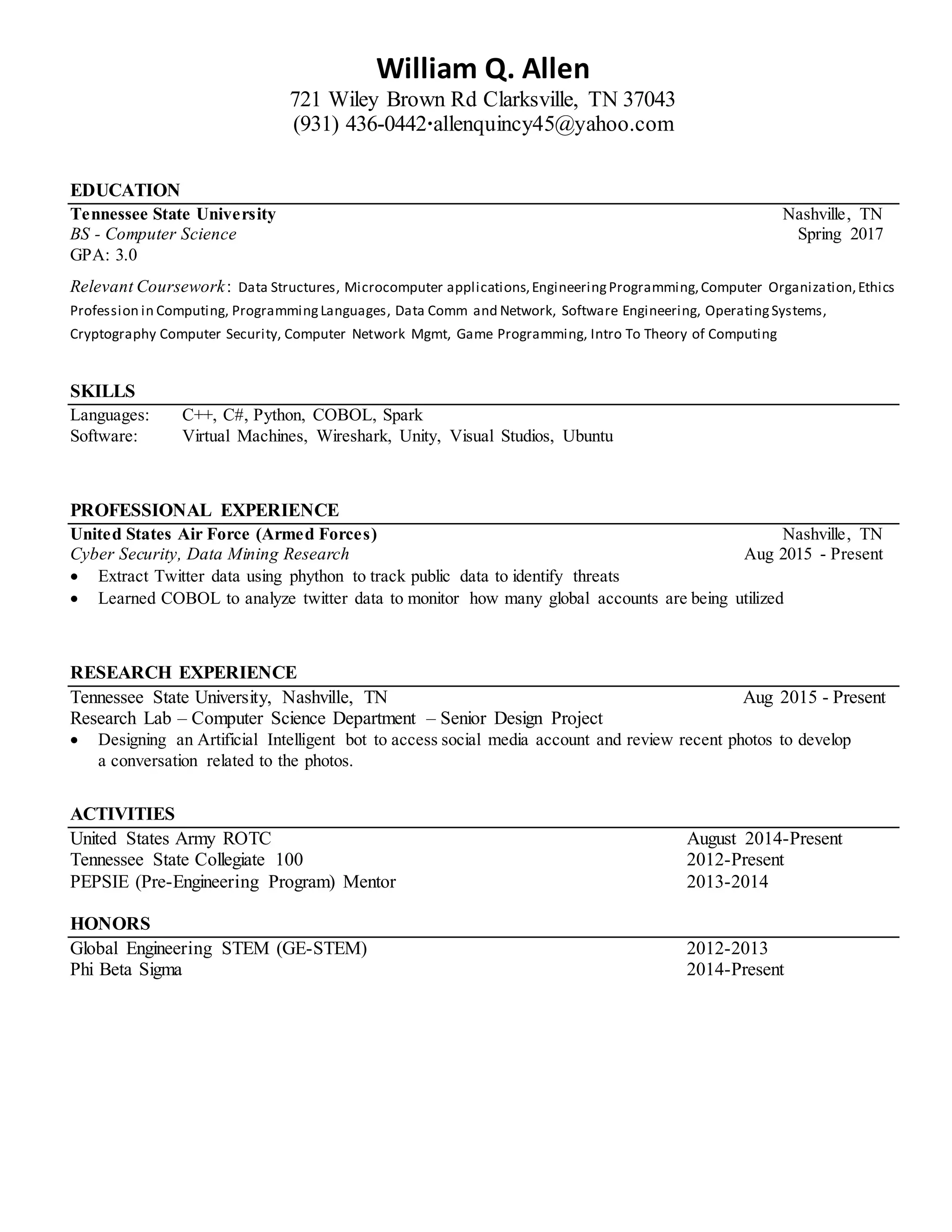 William Allen LM Updated Resume | PDF