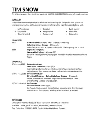 TIM SNOW RESUME | PDF