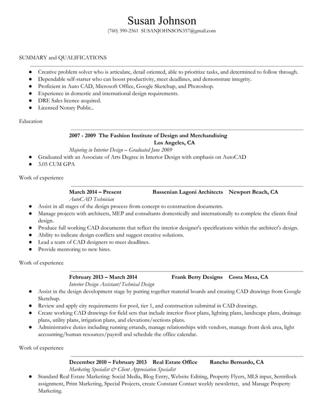 Resume Susan Johnson | PDF
