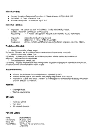 C.V. For CoreP1 | PDF