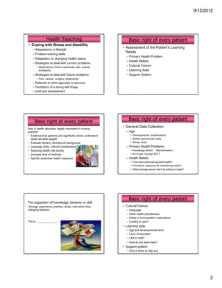 nursing - health teaching | PDF