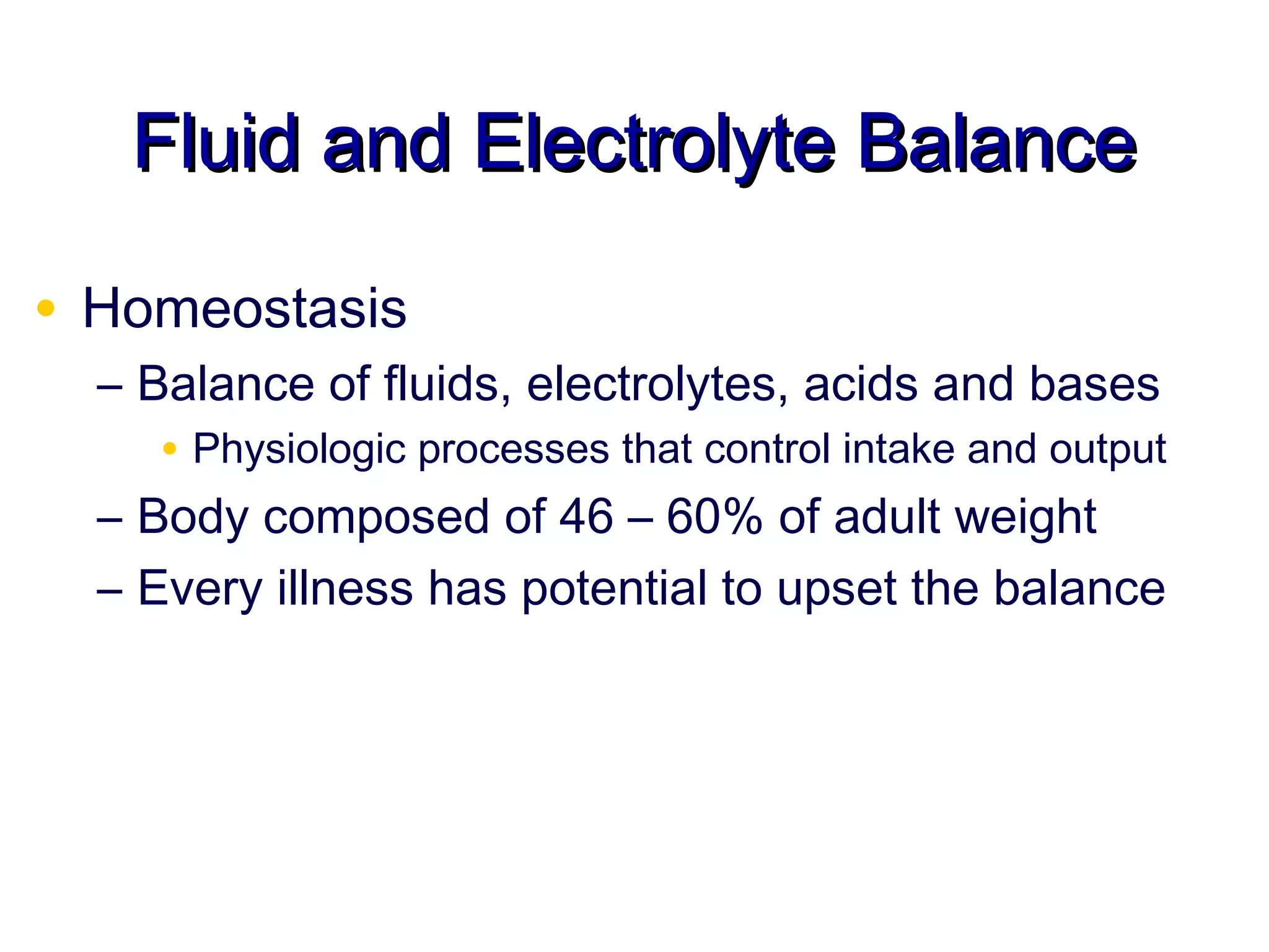 fluid, electrolytes, acid base balance | PPT