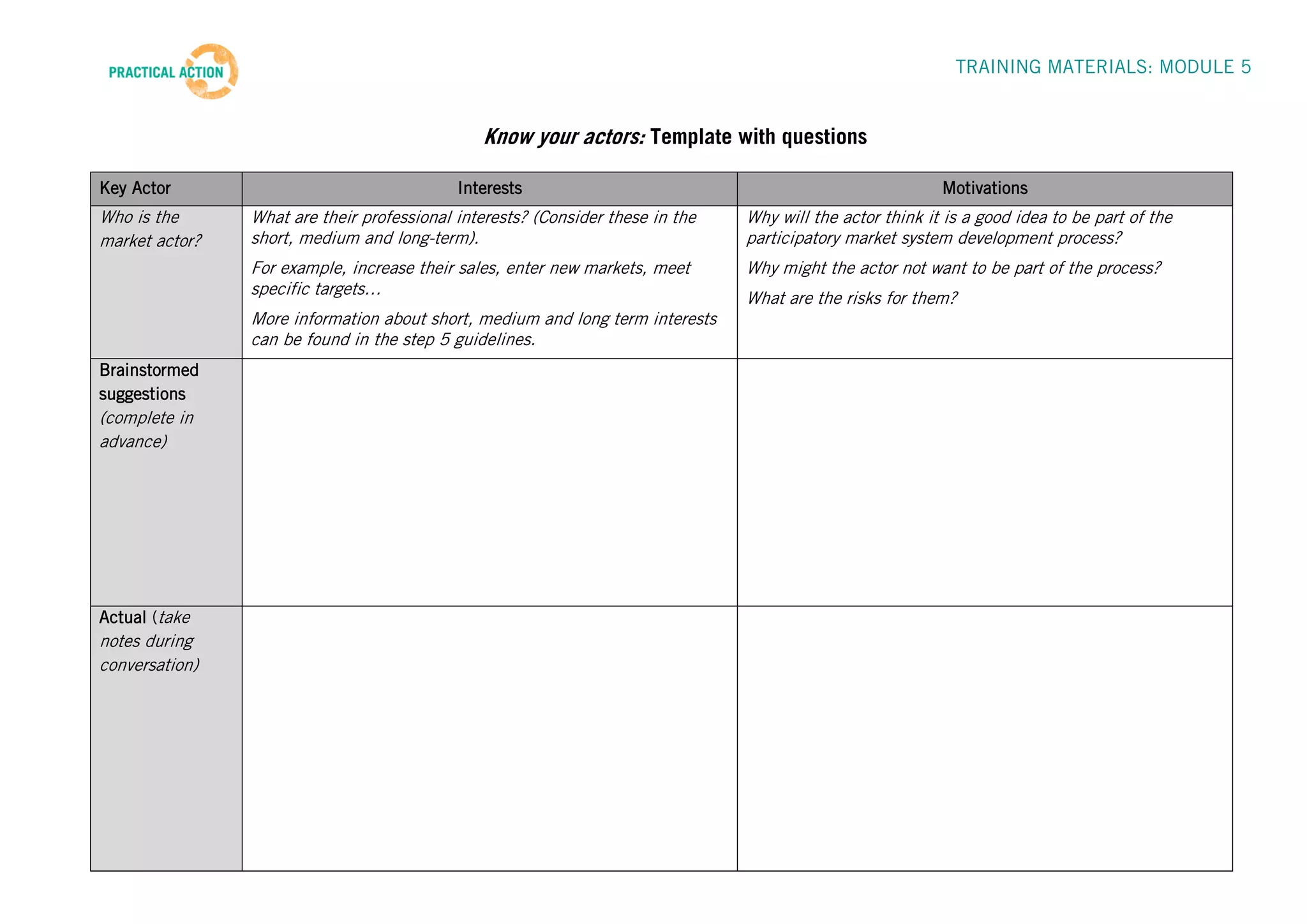 Step 5 Training Materials - Know your actors template | PPT