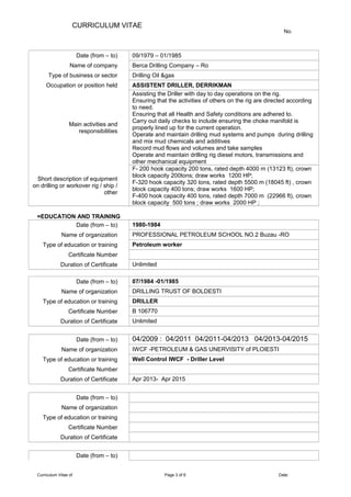 Florinel Vaduva - CV | DOC | Scuba Diving | Extreme Sports