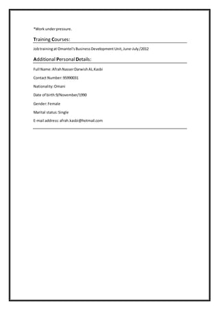 Afrah CV | PDF