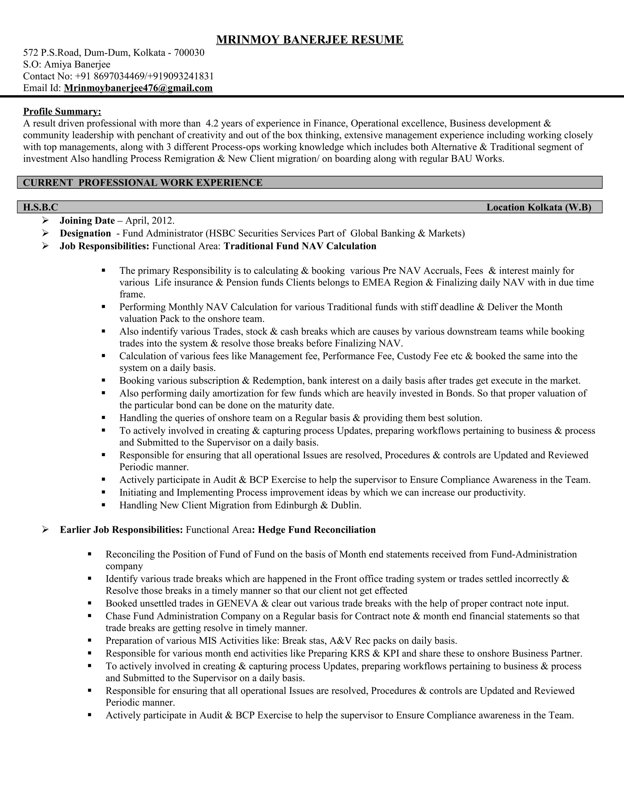 Mrinmoy Banerjee - CV(2) | DOC