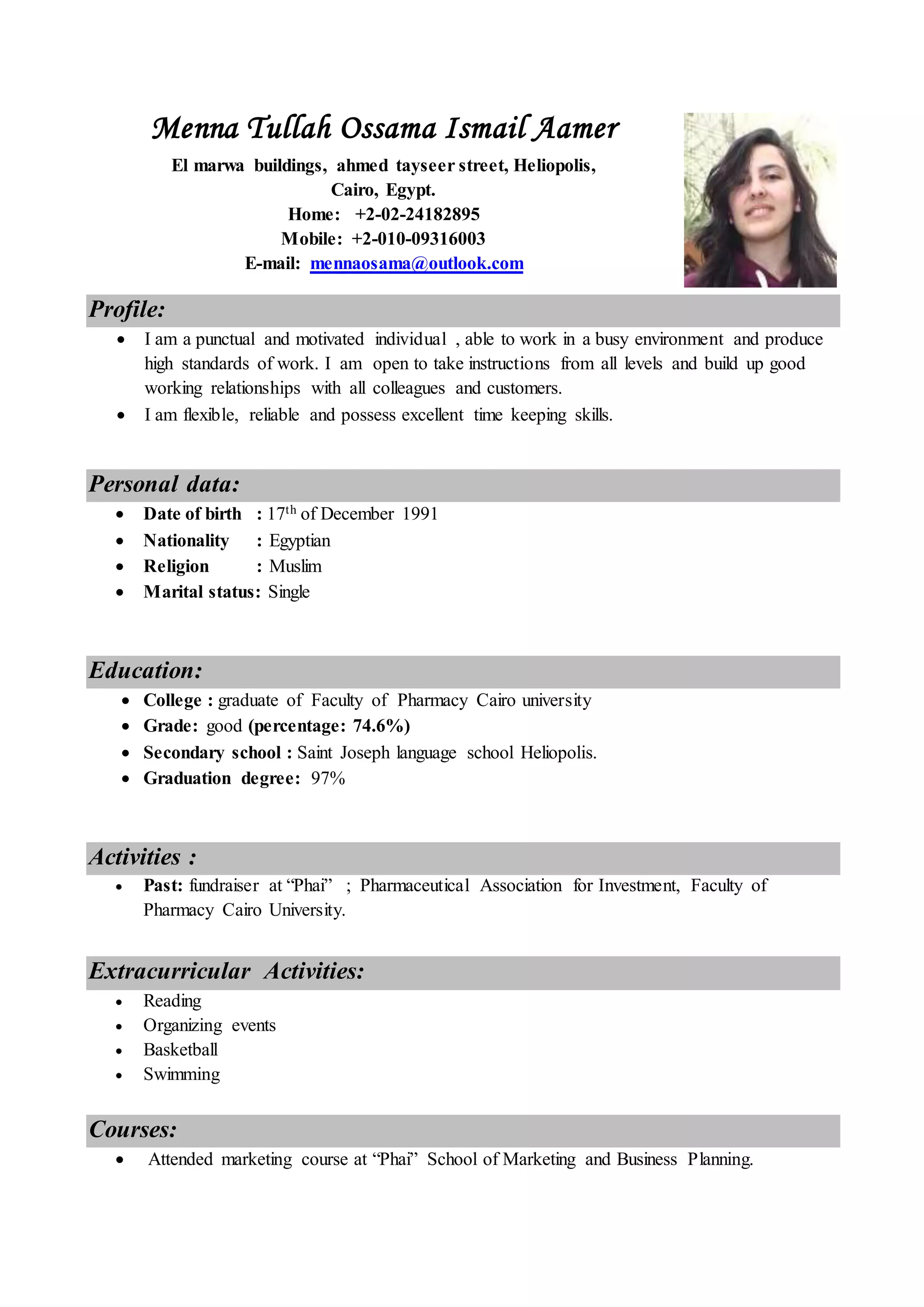 menna cv | PDF | Free Download