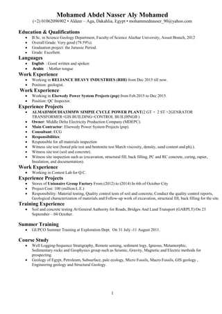 Mohamed Abd Elnasser cv | PDF