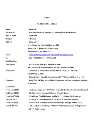 Babu Cherian CV | DOC