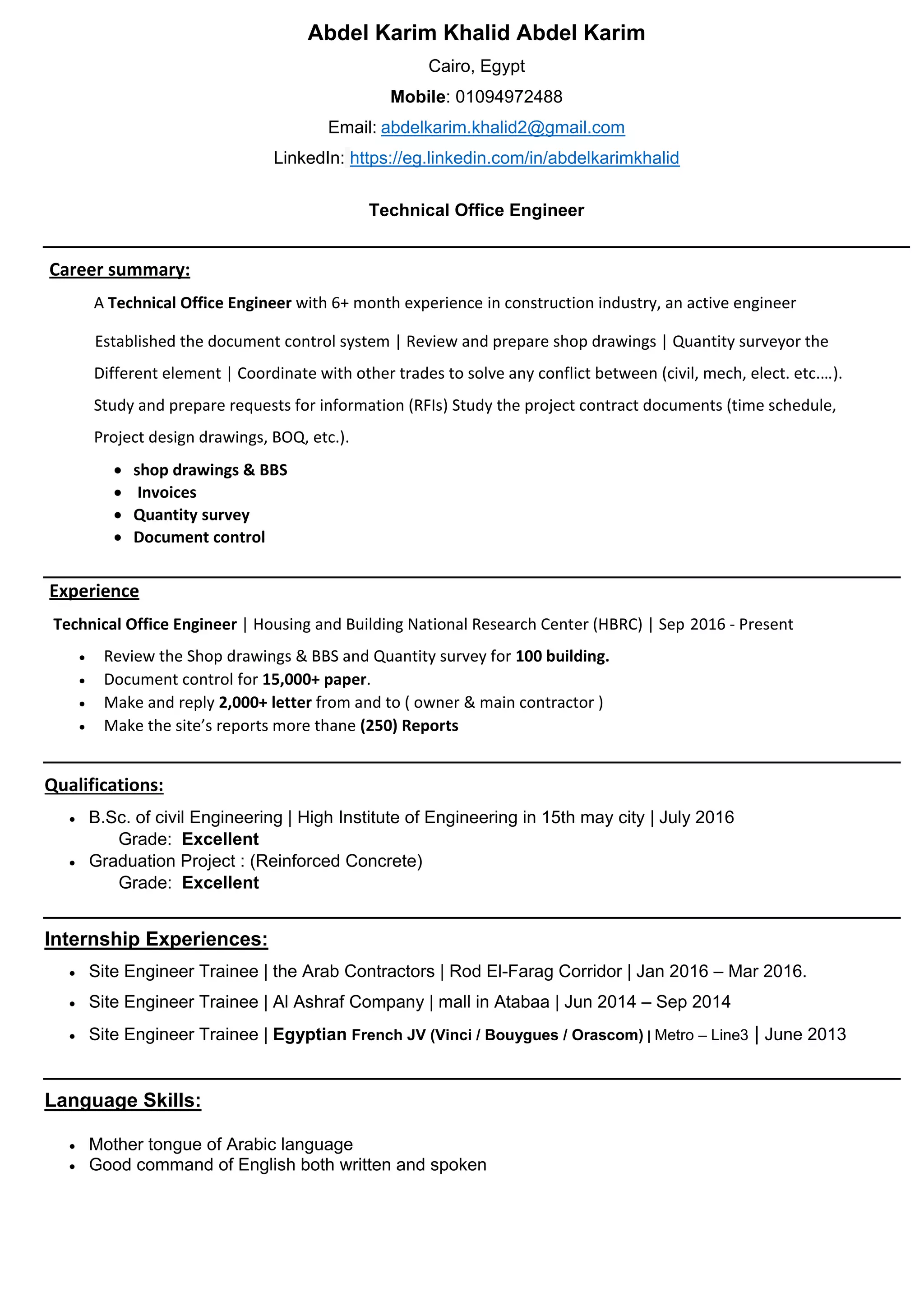 Abel Karim Khalid _Technical office engineer | PDF