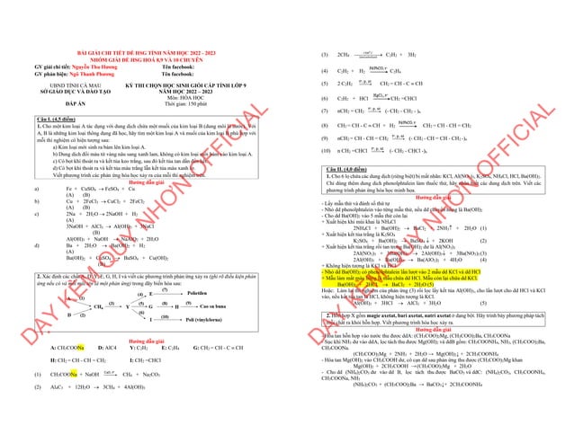 53 ĐỀ CHÍNH THỨC CHỌN HỌC SINH GIỎI CẤP TỈNH LỚP 9 MÔN HÓA HỌC - 2022-2023 - GIẢI CHI TIẾT.pdf