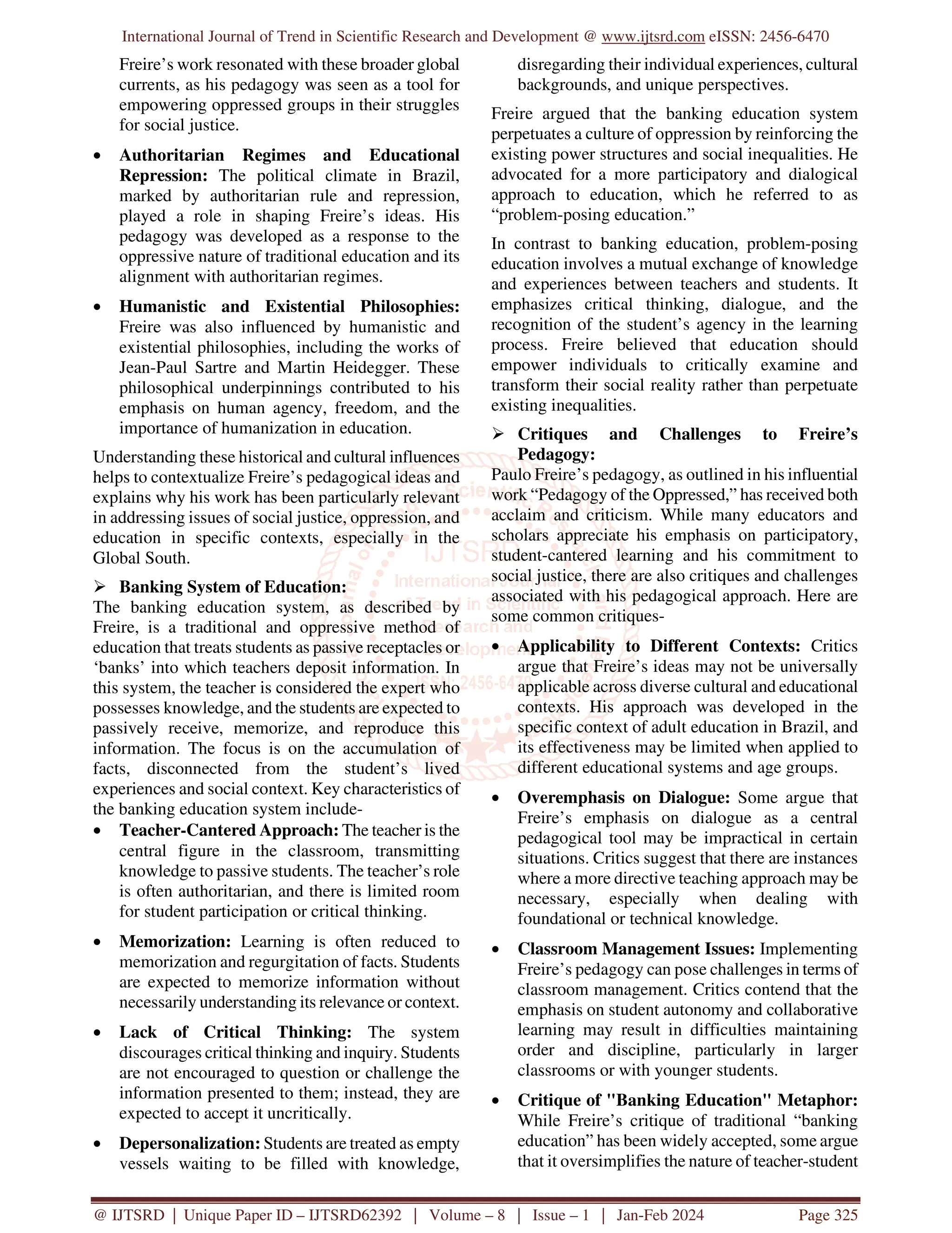 Conscientization to Liberation Paulo Freire’s Educational Paradigm and ...